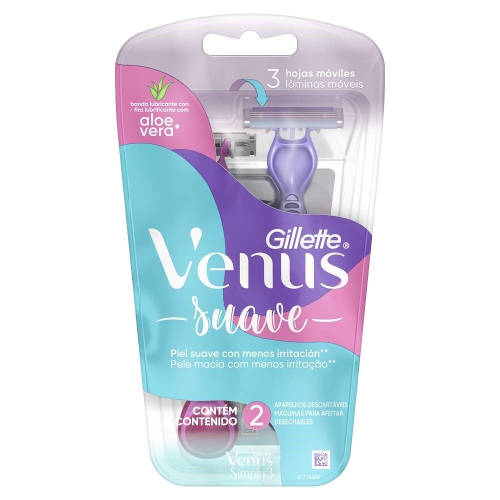 Aparelho de Depilação Feminino Simply Venus 3 Emb. c/ 2 un. Gillette ...