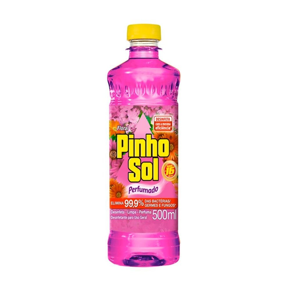 Desinfetante Pinho Sol Perfumado Floral 500ml Embalagem com 12 Unidades ...