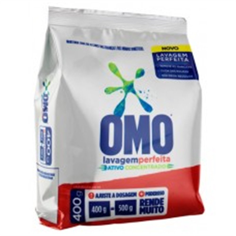 Sabão Em Pó Omo Lavagem Perfeita 400g Saco - Embalagem c/ 27 unidades ...