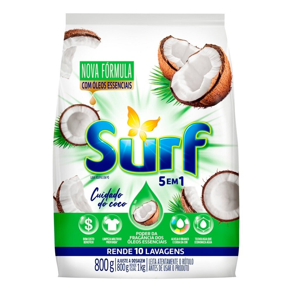 Sabão em Pó Surf Cuidado do Coco 16x800g | eFácil