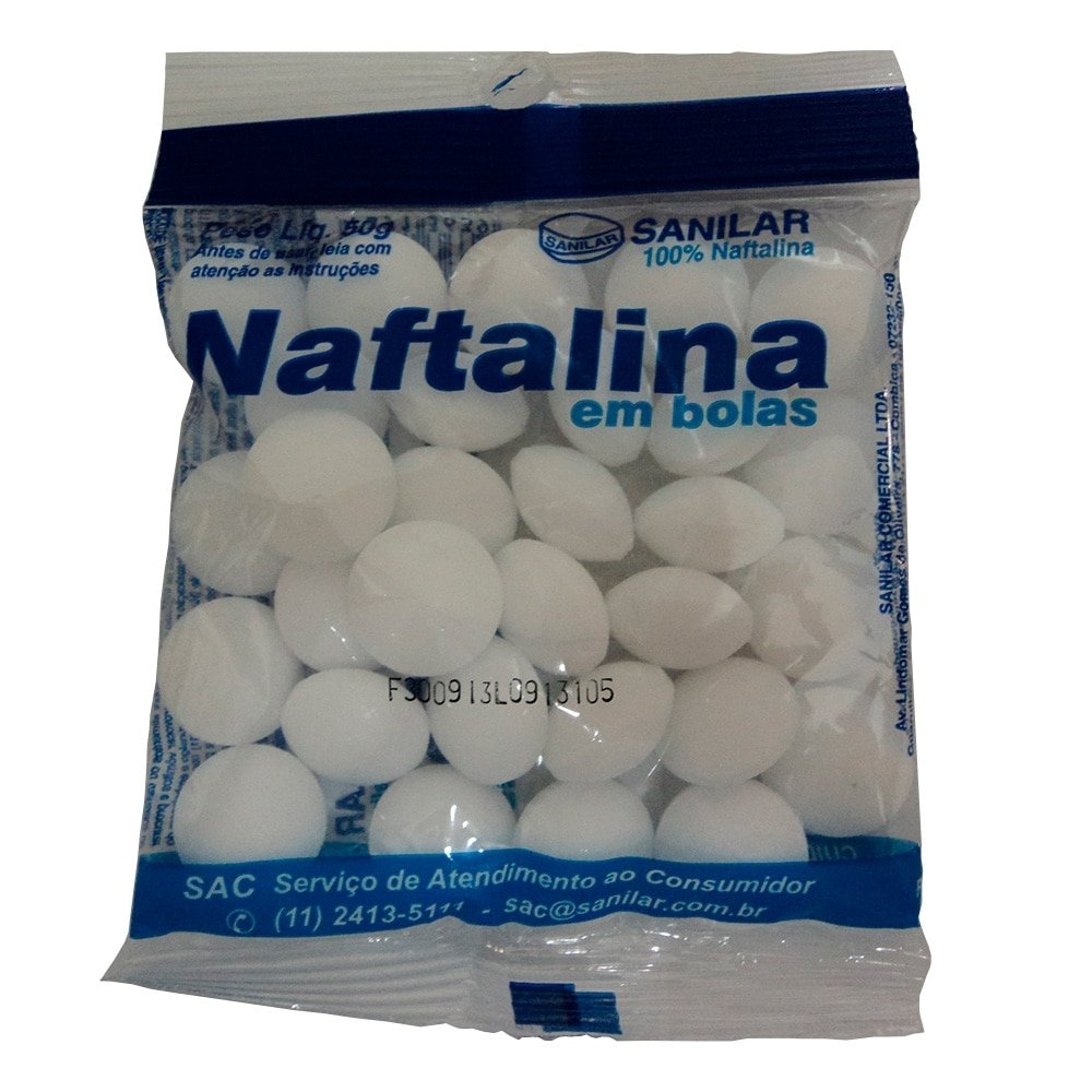 Naftalina em Bolas 50g Emb. c/ 72 un. Sanilar - Inseticida - eFácil