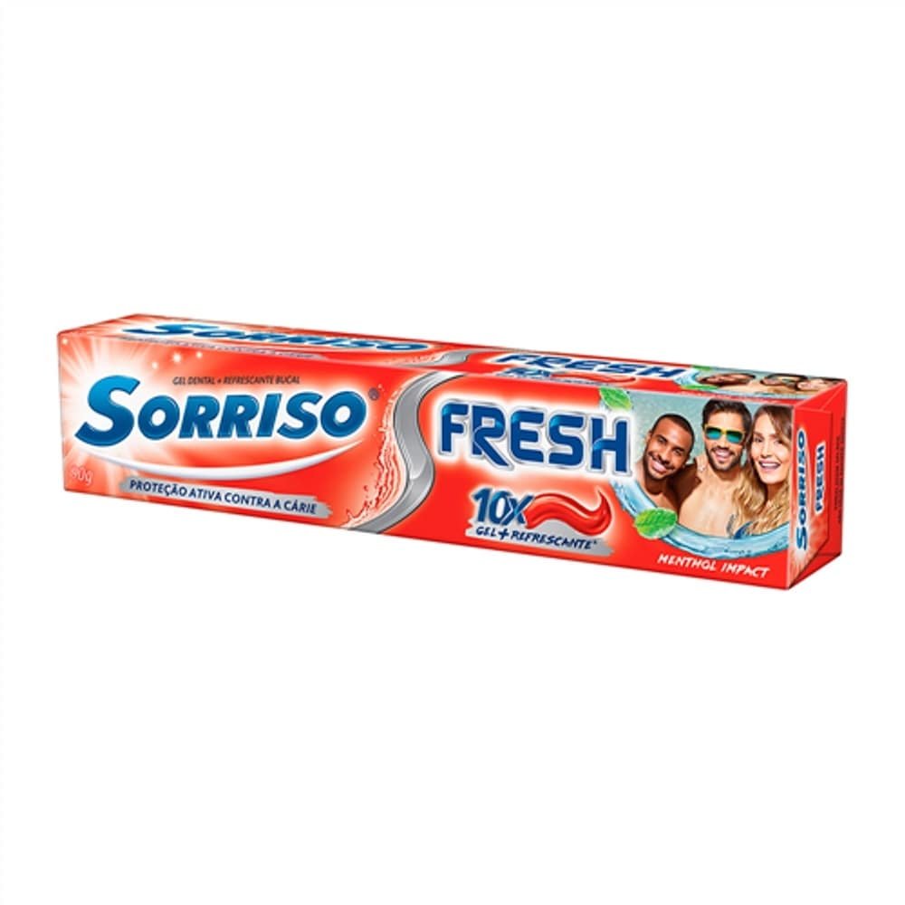 Creme Dental Sorriso Fresh Menthol Impact 90g Embalagem com 12 Unidades ...