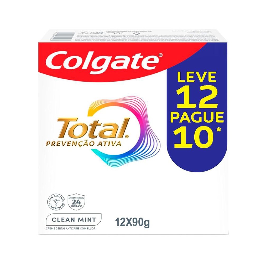 Creme Dental Colgate Total 12 Clean Mint 90g Embalagem com 12 Unidades ...