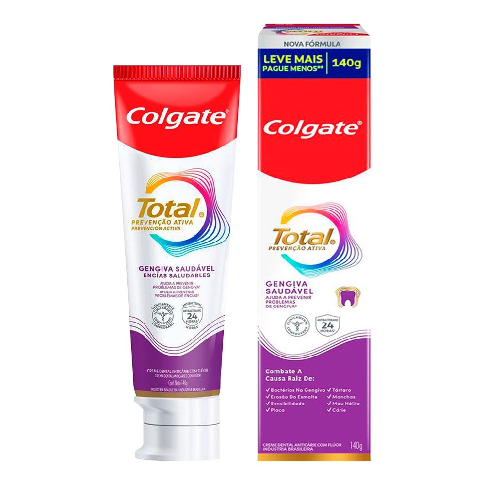 Creme Dental Colgate Total 12 Gengiva Reforçada 140g Embalagem com 12 ...