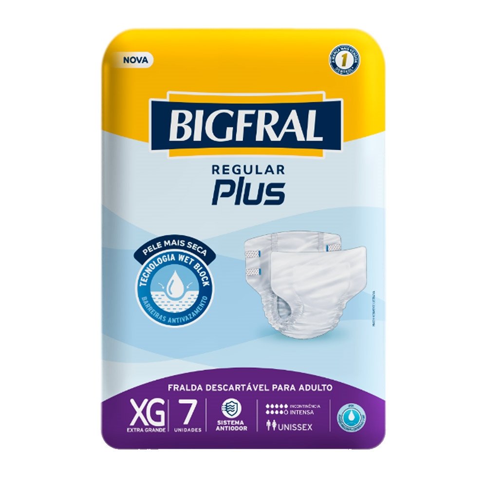 Fralda Descartável Geriátrica/Adulto Bigfral Regular Plus Tamanho XG 8 ...