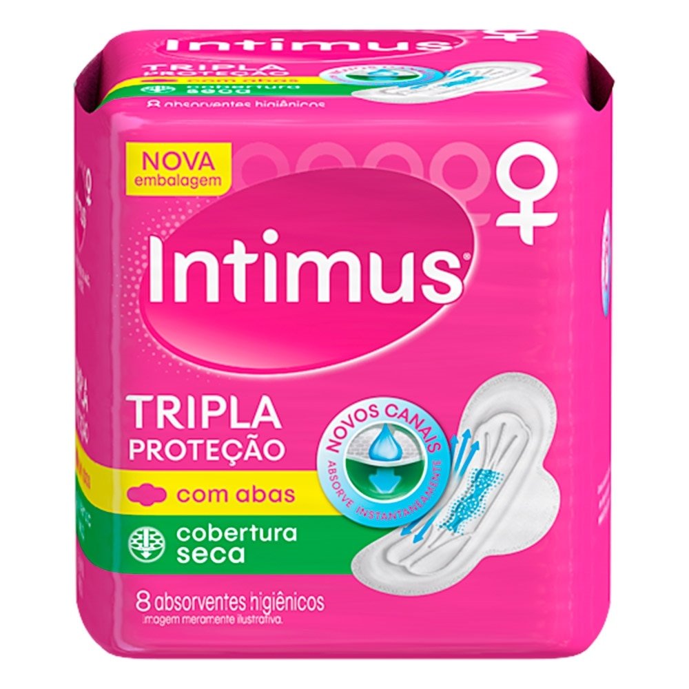Absorvente com Abas Cobertura Seca Tripla Proteção Emb. c/ 8 un ...