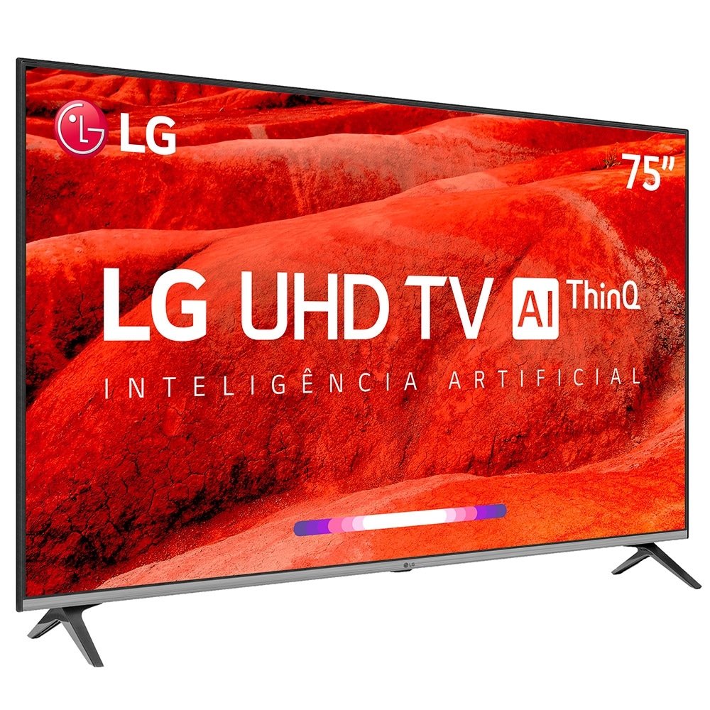 Smart TV LED 75" LG 75UM7510PSB 4K HDR com Wi-Fi, 2 USB, 4 HDMI, ThinQ ...