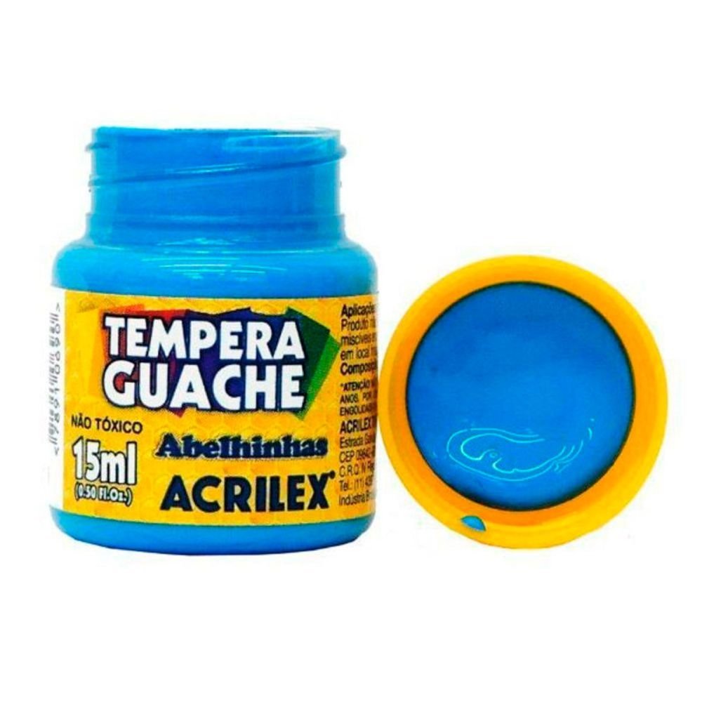 Tempera Guache, 15 ml, Caixa C/ 12 Unidades, Acrilex - Azul Celeste ...