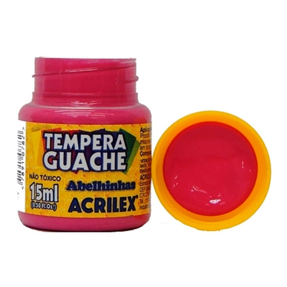 Tempera Guache, 15 ml, Caixa C/ 12 Unidades, Acrilex - Rosa | eFácil