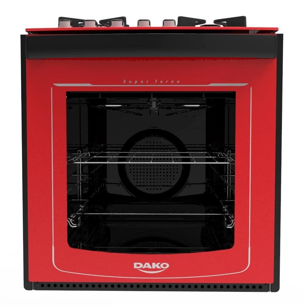 Fogão Embutir Dako Vermelho 4 bocas mesa de vidro Dakolors - Bivolt | eFácil