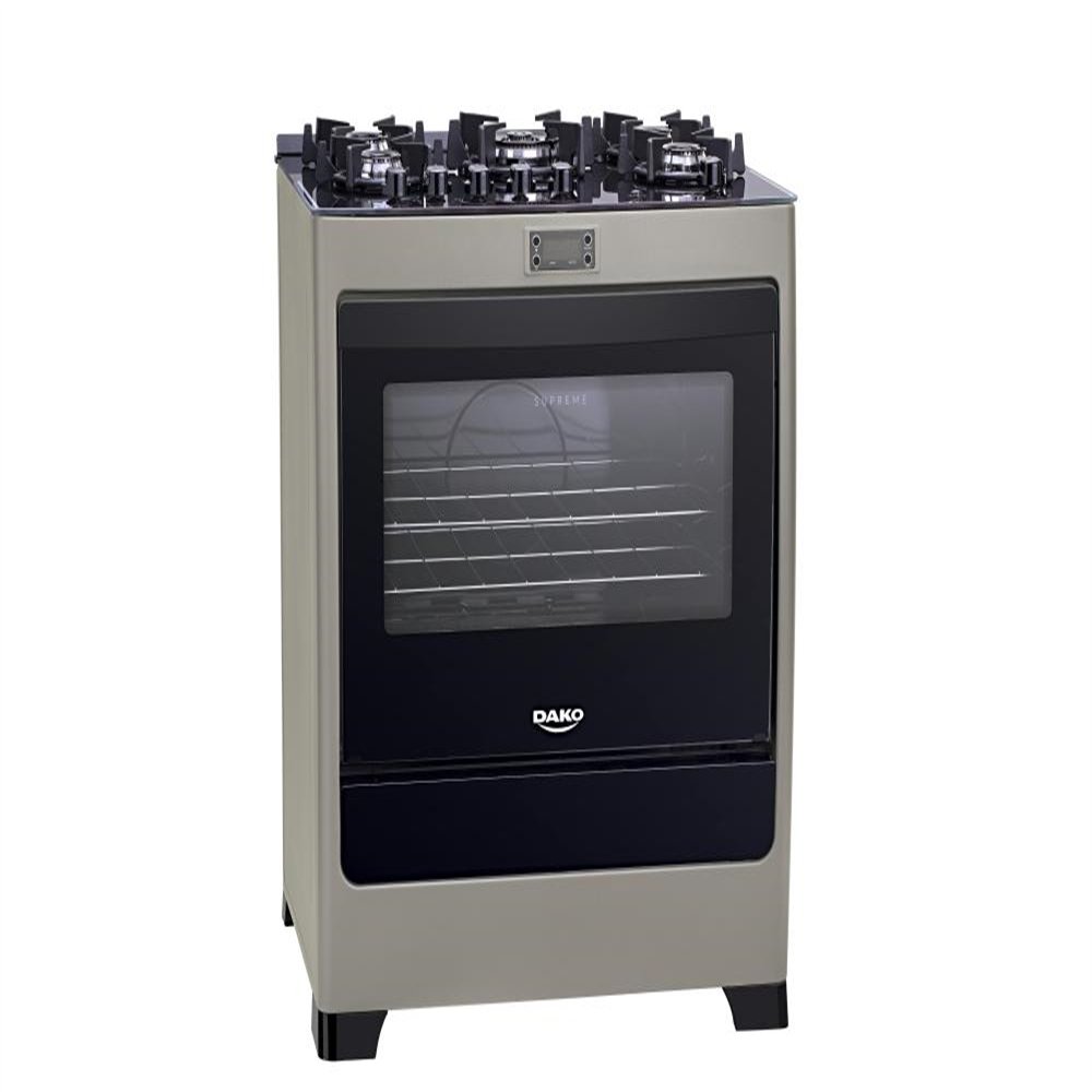 Fogão 5 bocas Dako Supreme Timer Glass Titanium com mesa de vidro Bivolt | eFácil