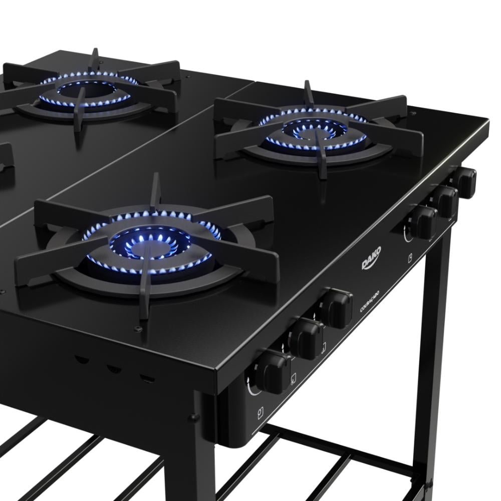 Fogão Industrial 4 Bocas Preto com Tripla Chama Dako Couraçado | eFácil