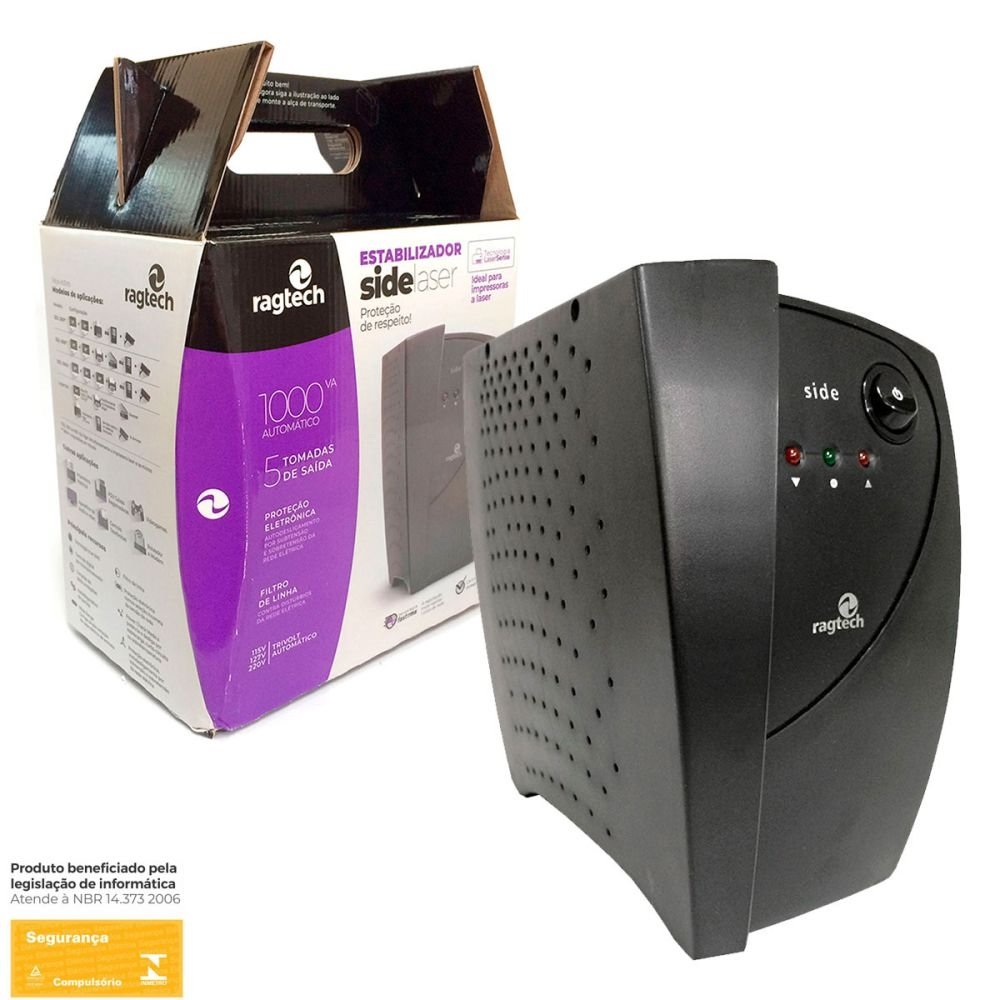Estabilizador Ragtech Side Laser 1000VA, Trivolt/115V, 60Hz, 5 Tomadas - 20SDL5379 | eFácil