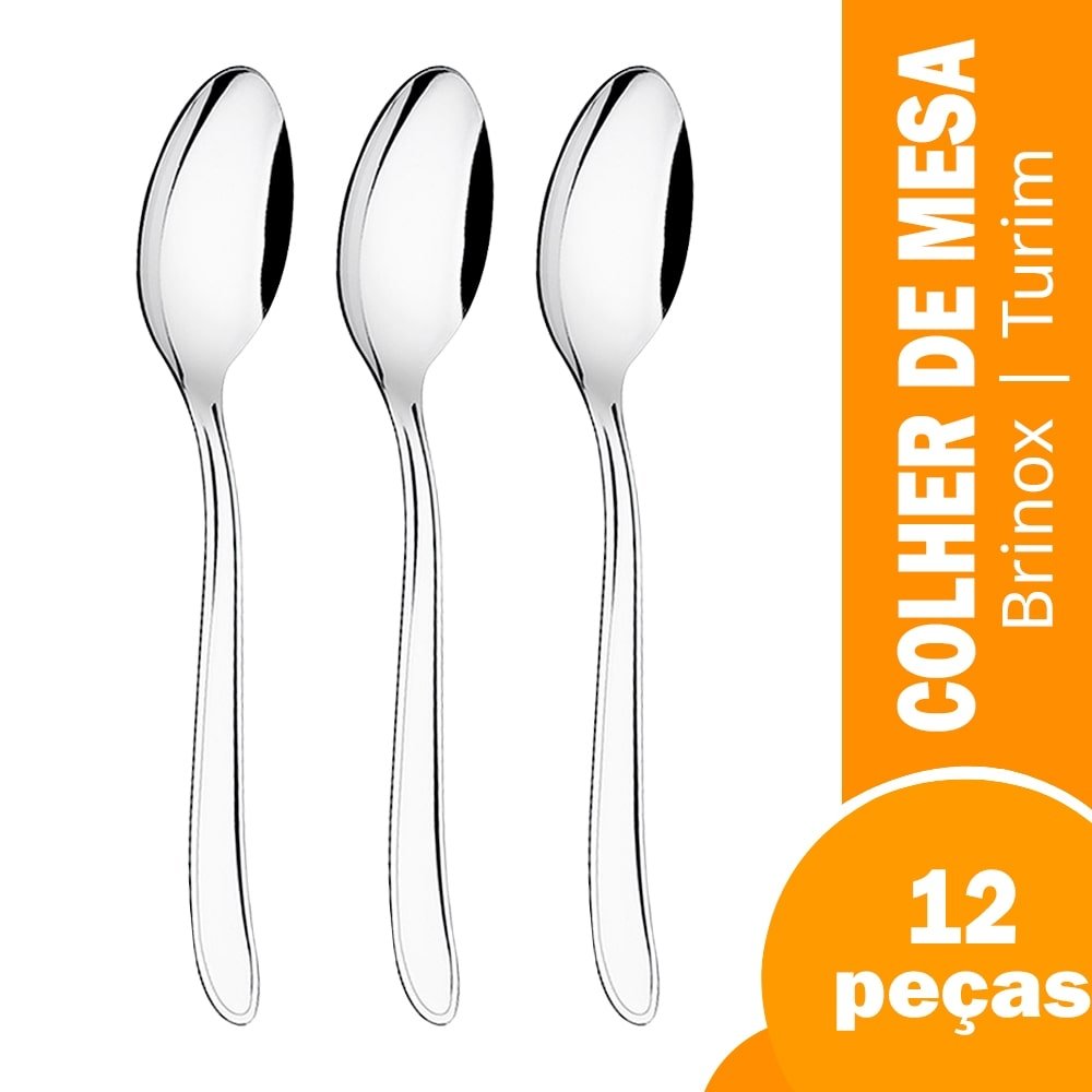 Colher de Mesa Brinox Turim, Aço Inox, 12 Peças | eFácil