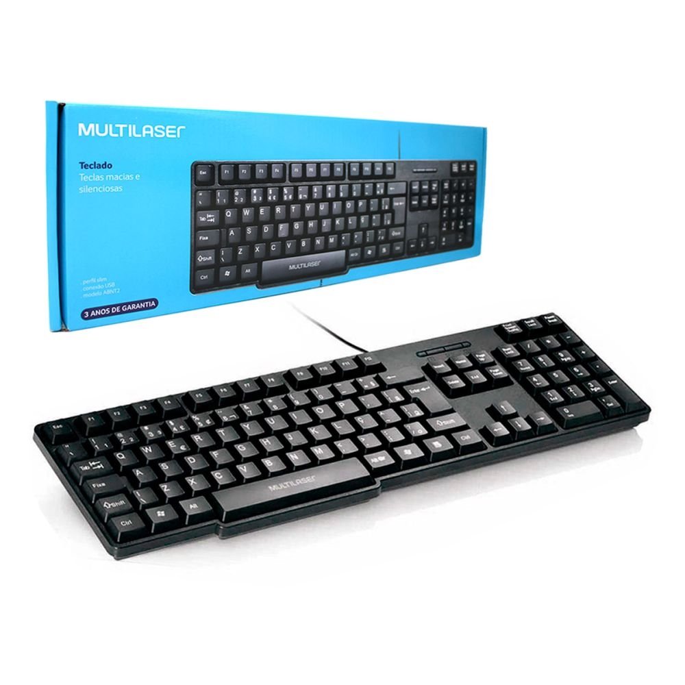 Teclado Multilaser TC213, USB, ABNT2, Slim, Preto | eFácil