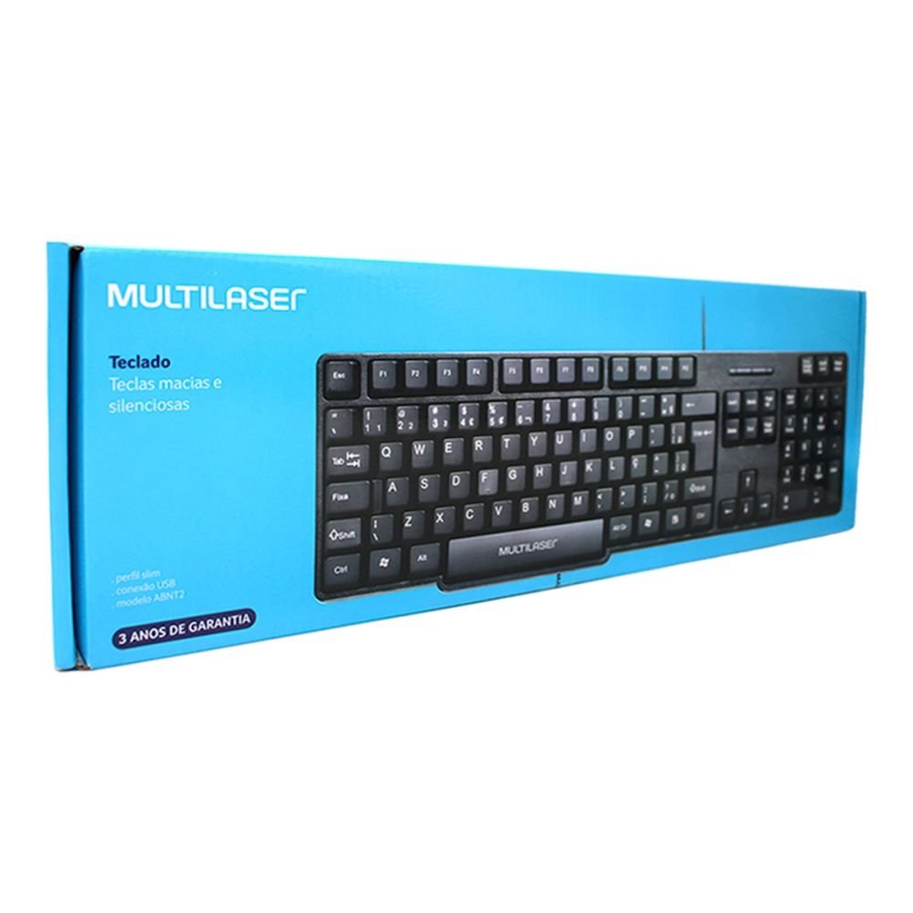 Teclado Multilaser TC213, USB, ABNT2, Slim, Preto | eFácil