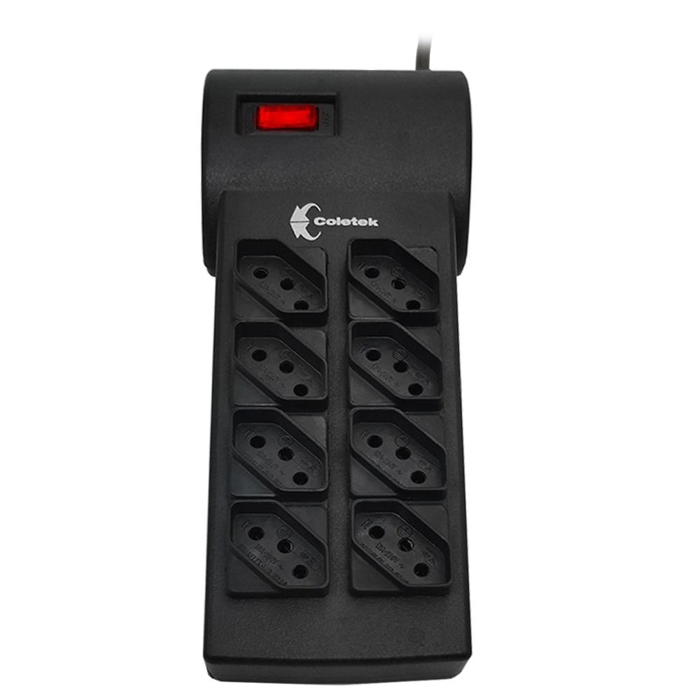 Filtro de Linha Coletek FL-82BK, Bivolt, 8 Tomadas, Preto | eFácil