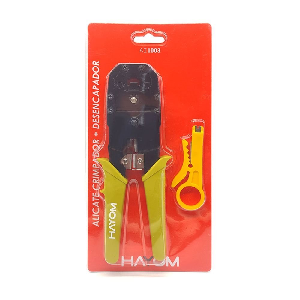 Alicate Crimpador Hayom, RJ45/RJ11/RJ12 C/ Desencapador de Cabos ...
