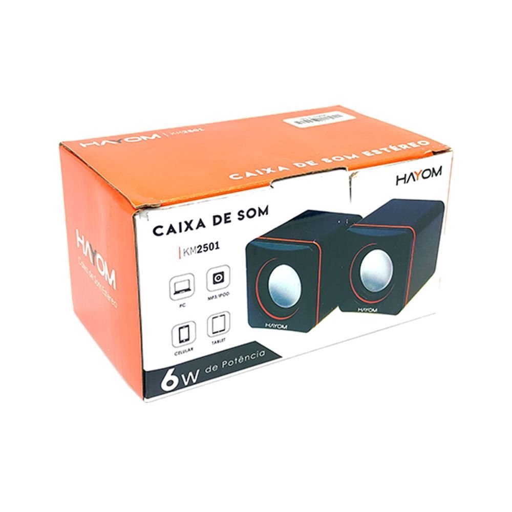 Caixa de Som Hayom KM2501, USB, P2 3,5mm | eFácil