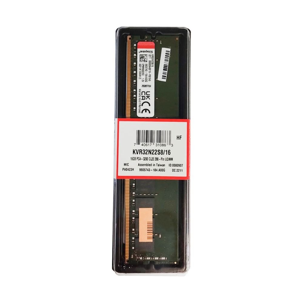 Memória 16GB Kingston, DDR4, 3200MHz, CL22 - KVR32N22S8/16 | eFácil