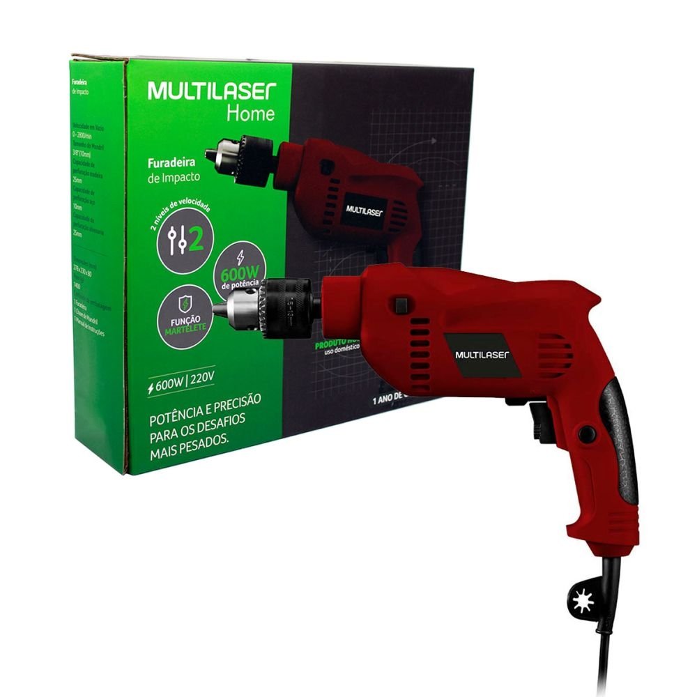 Furadeira de Impacto Multilaser, Voltagem , 600W, Mandrill 3/8" Pol ...