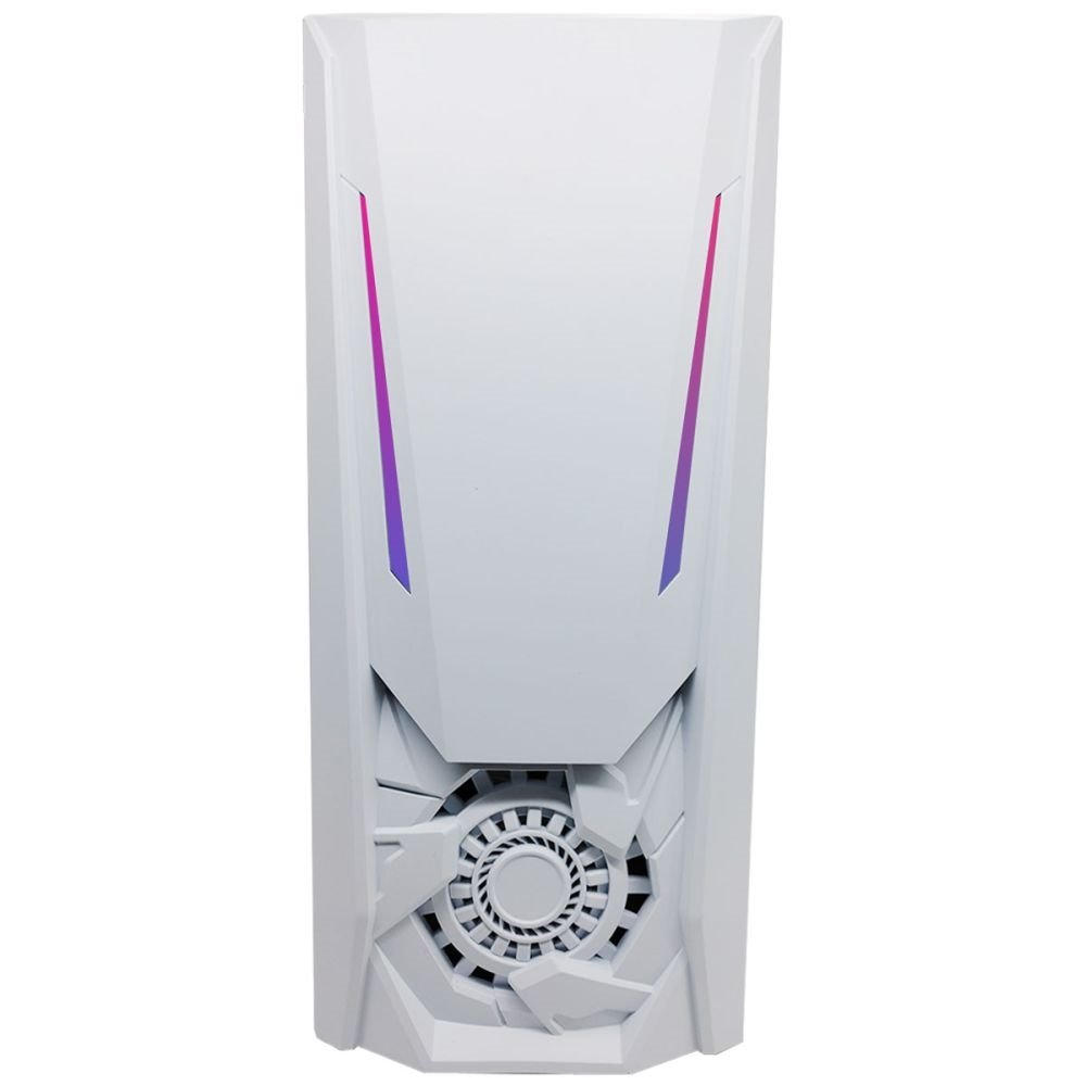 Gabinete Gamer K-MEX Jaeger White I CG-W1TJ, Painel Fita LED RGB, USB 3 ...