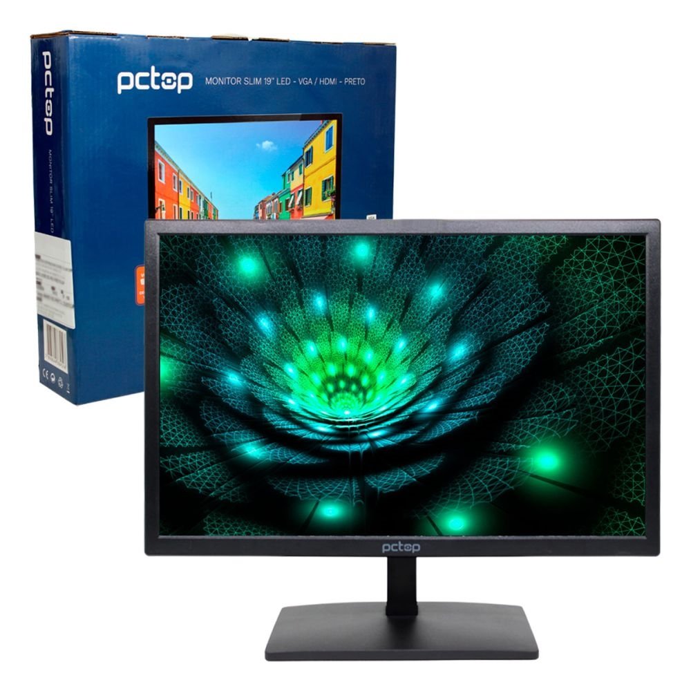 Monitor LED PCTOP 19" Polegadas, Wide, Resolução 1440x900, 5ms, HDMI ...