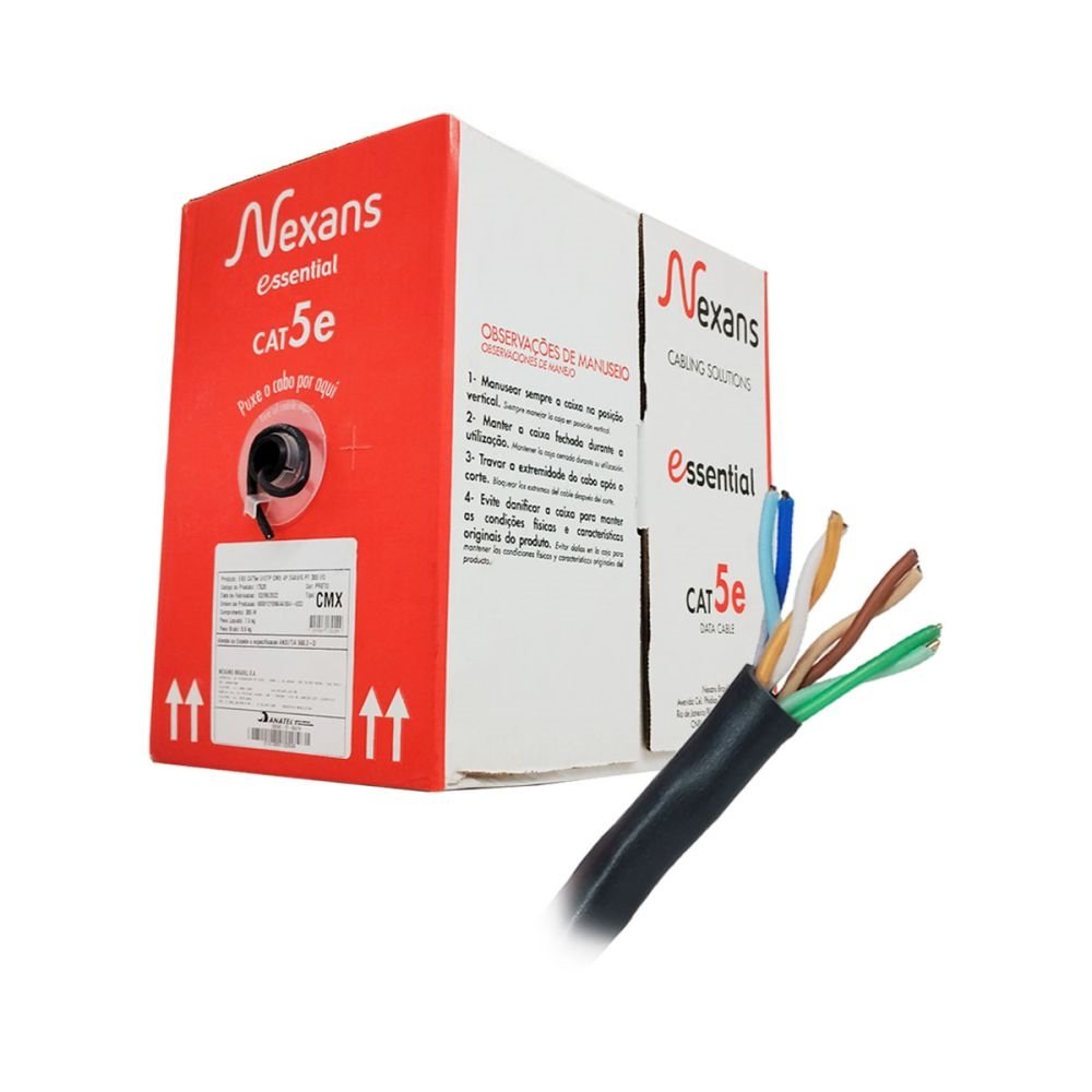 Cabo de Rede Nexans, Cat.5e, 305m, U/UTP, 24 AWG, Anatel, Preto - 78217 ...