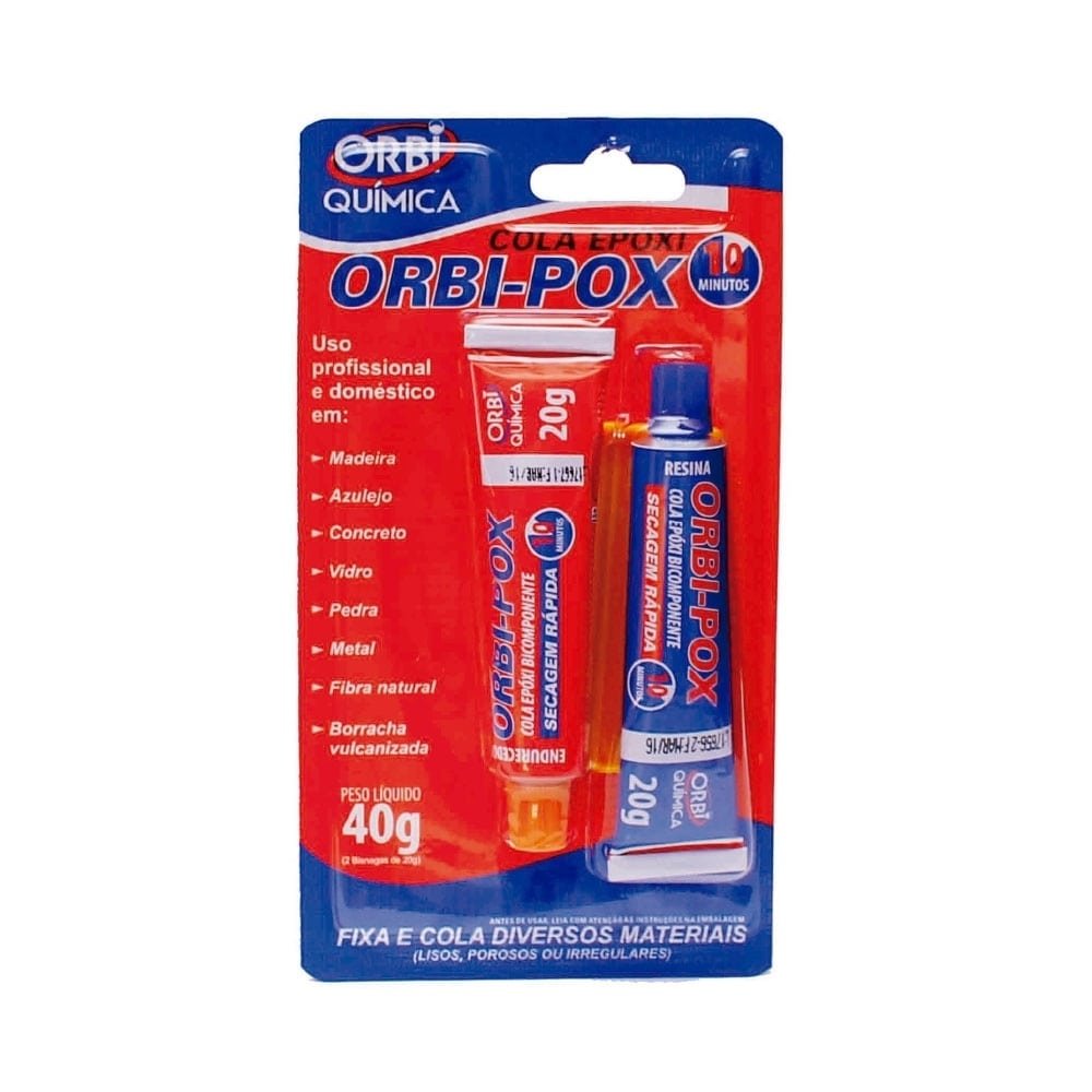 Cola Epoxi 10 Minutos 40g Emb. c/ 12 un. Orbi Química - Cola, Adesivo e ...