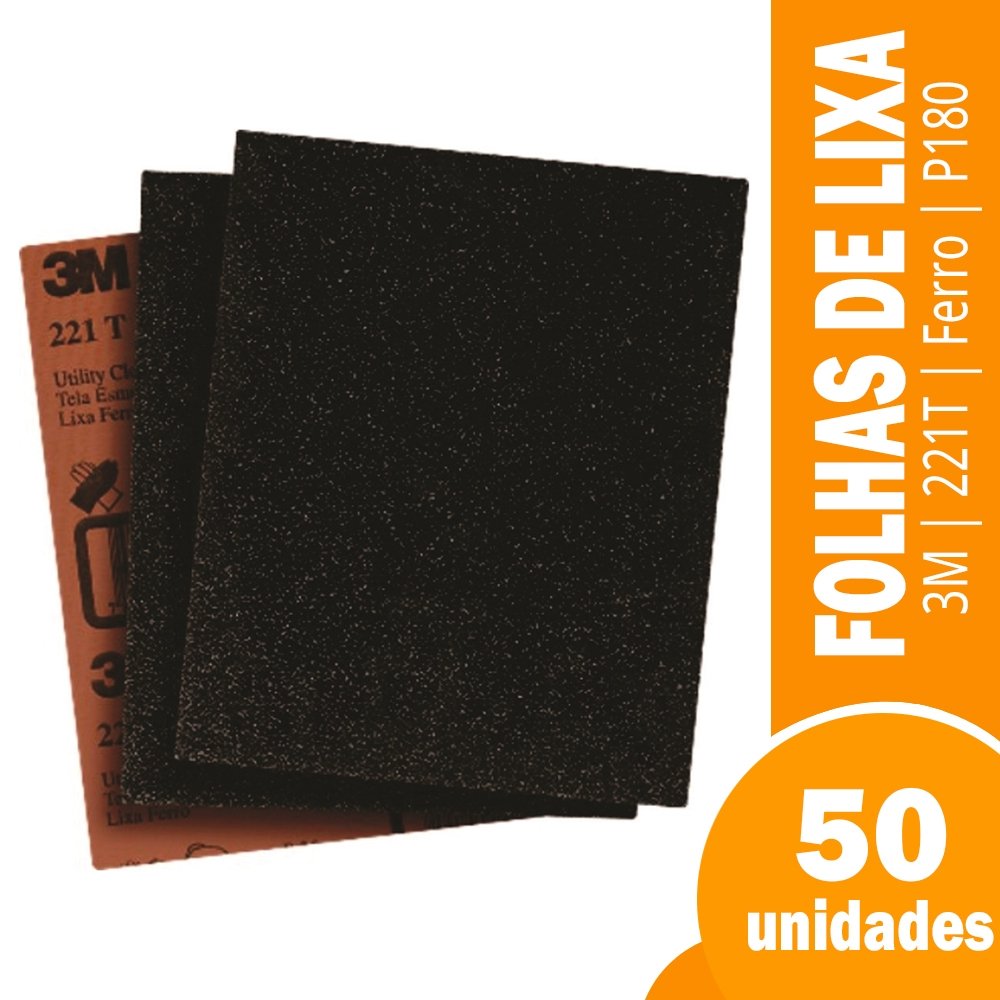 Lixa 3M Ferro 221T P180 225x275 - Embalagem com 50 Unidades | eFácil