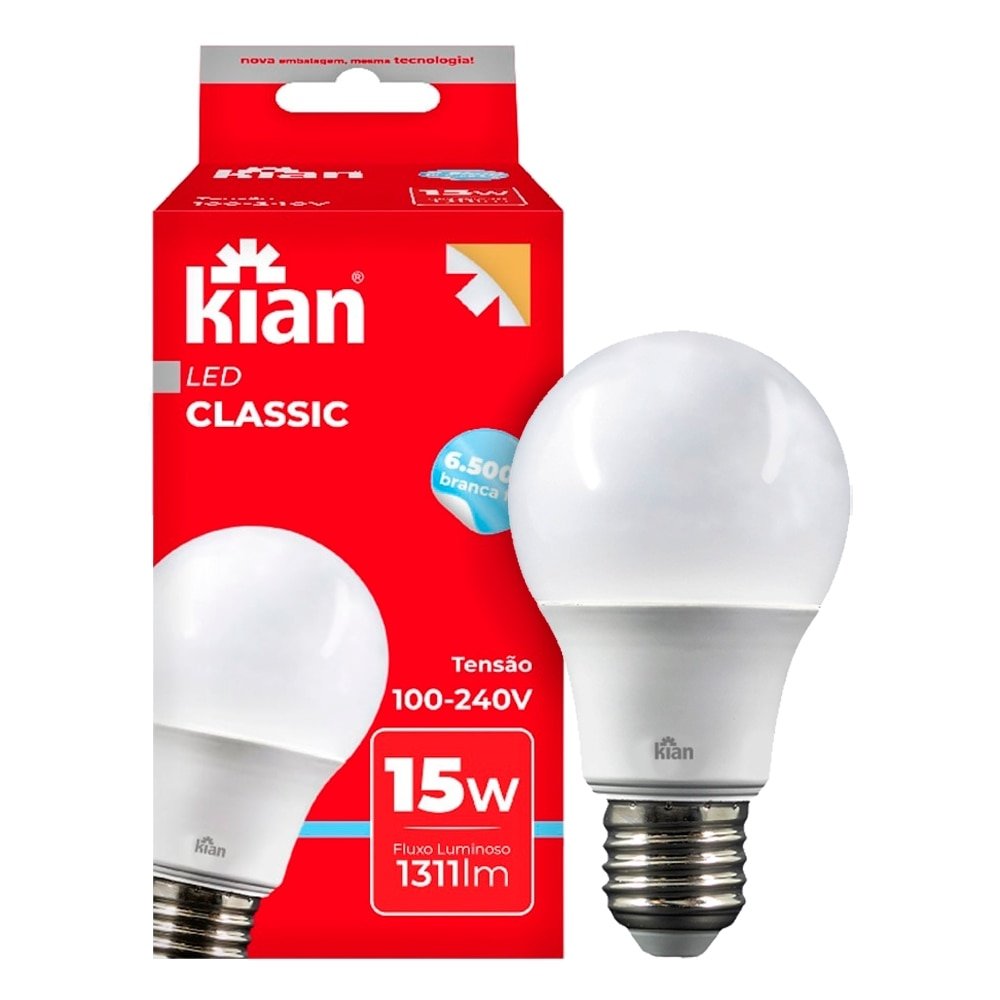 Lâmpada Kian Led 15W Branca 25000H 6,5K 1350 Lumes Bivolt | eFácil