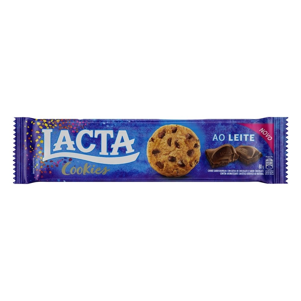 Biscoito Lacta Cookies ao Leite 80g - Embalagem com 30 Unidades | eFácil