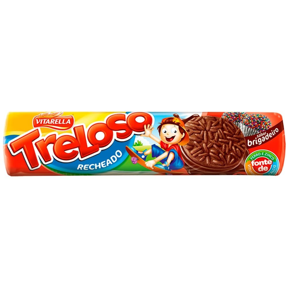 Biscoito Vitarella Treloso Recheado Brigadeiro 130g Embalagem com 30 ...