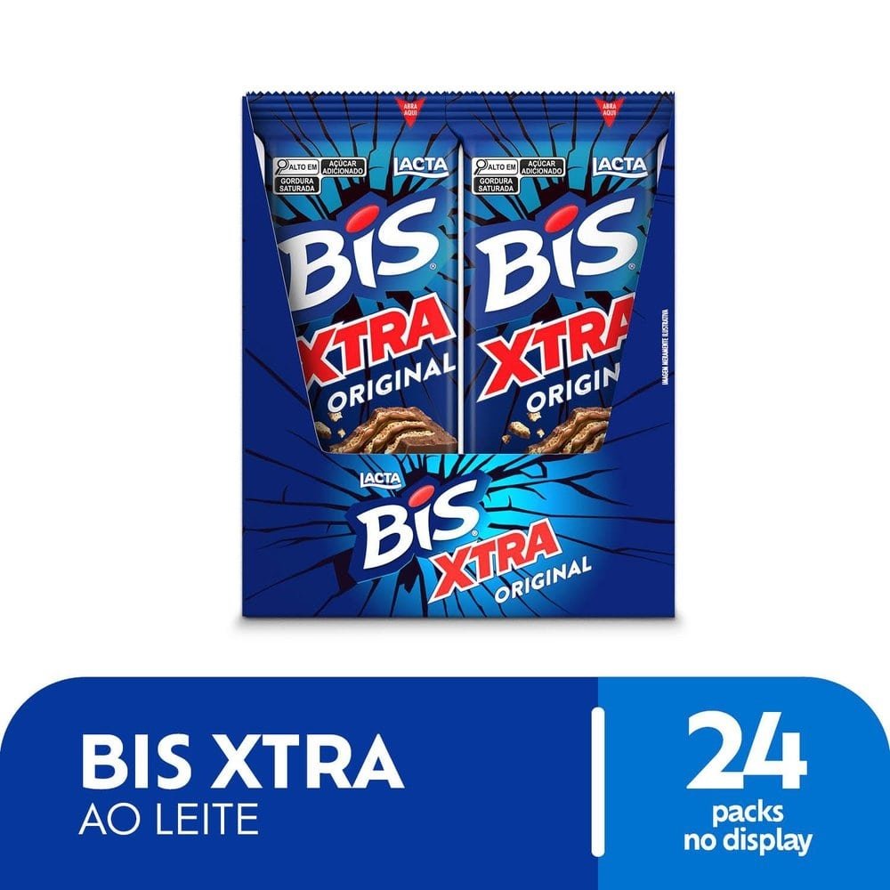 Chocolate Bis Xtra ao Leite 45g Embalagem com 24 Unidades | eFácil