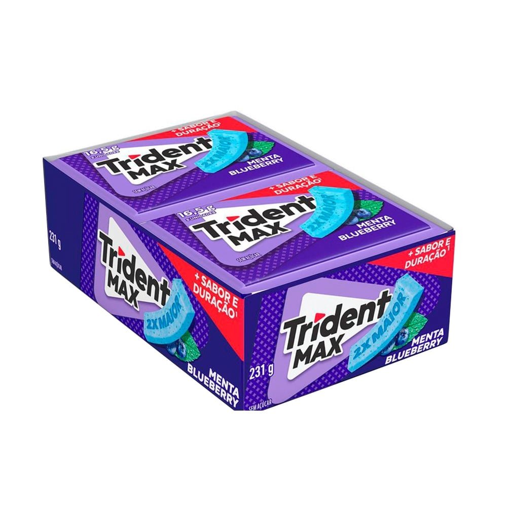 Chicle Trident Max Menta e Blueberry - Embalagem com 14 Unidades | eFácil