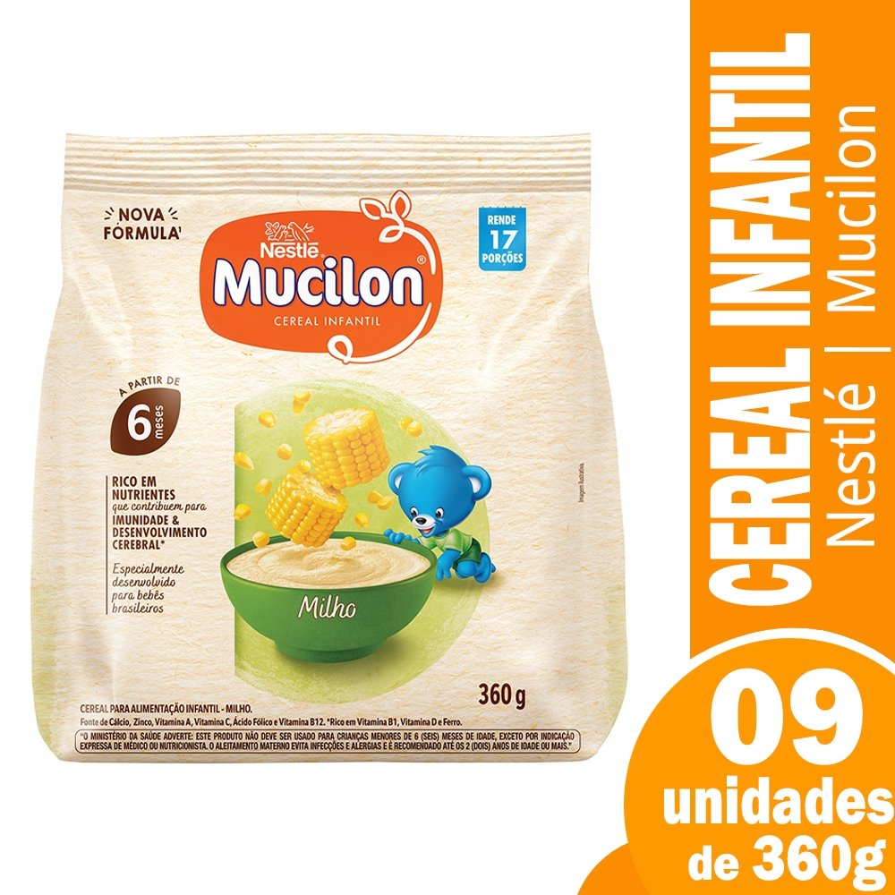 Cereal Infantil Mucilon de Milho 360g Embalagem com 9 Unidades | eFácil
