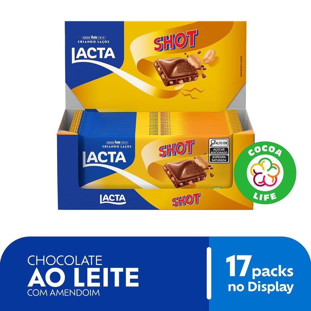 Chocolate Lacta Shot 80g - Embalagem com 17 Unidades | eFácil