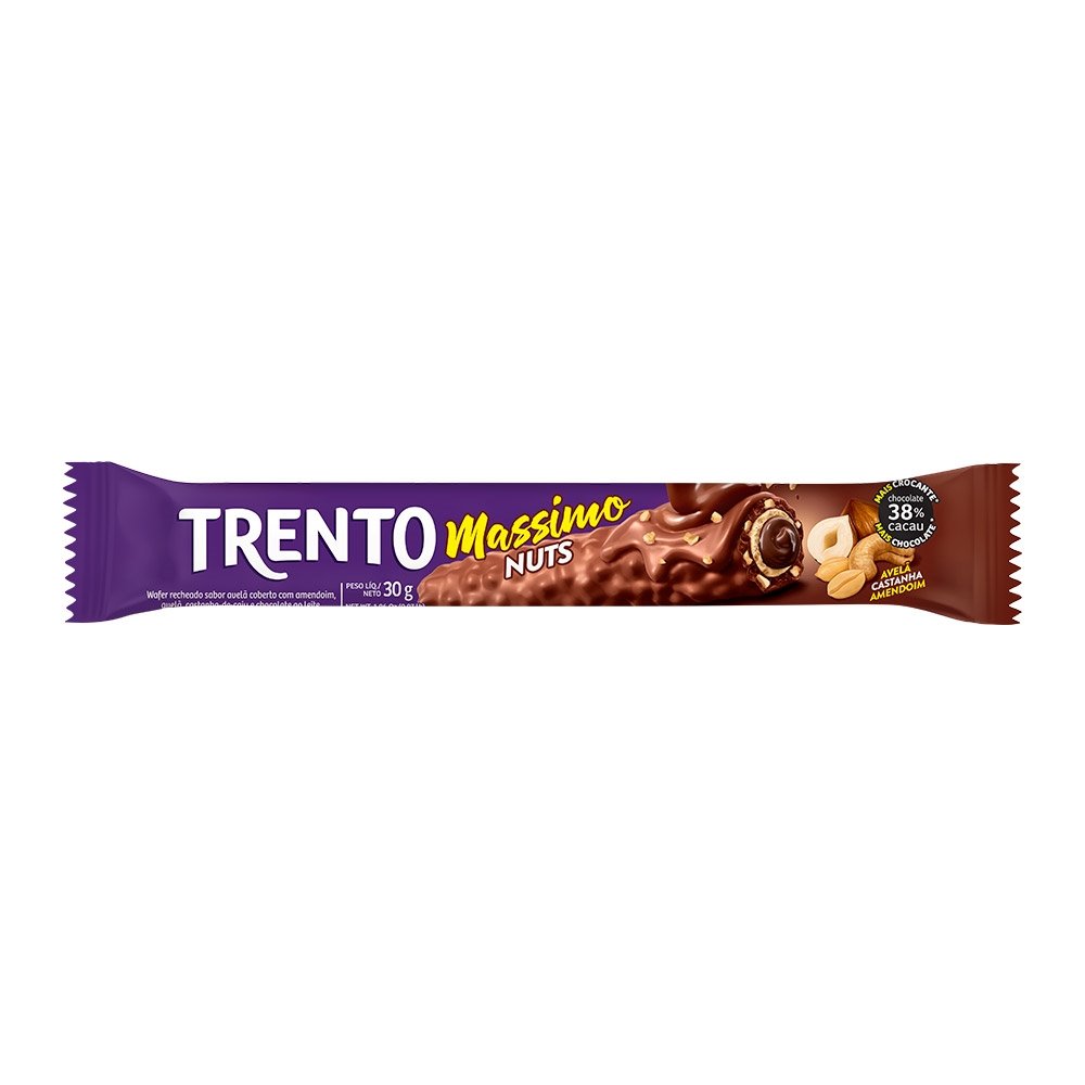 Chocolate Trento Wafer Massimo Nuts ao Leite 30g - 16 Unidades | eFácil