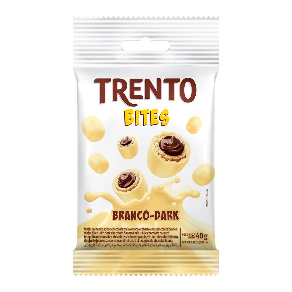 Chocolate Trento Wafer Bits Branco Dark 40g - 12 Unidades | eFácil