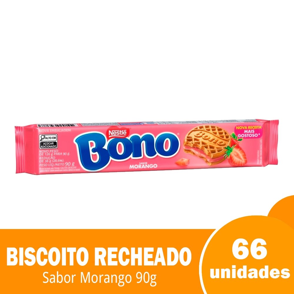 Biscoito Nestle Bono Recheado Morango 66x90G | eFácil