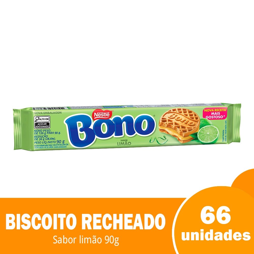 Biscoito Nestle Bono Recheado Limão 66x90G | eFácil