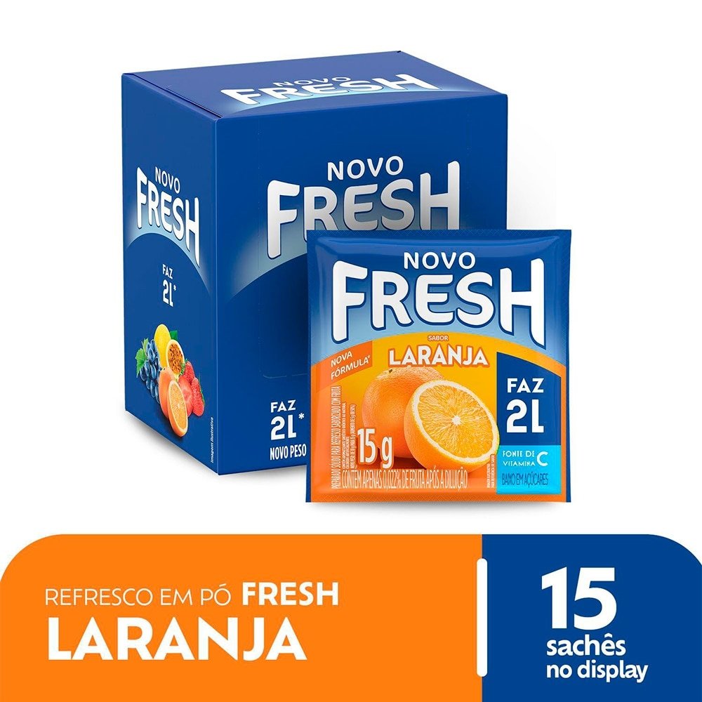 Refresco em Pó Fresh Laranja 15g - Embalagem com 15 Unidades | eFácil
