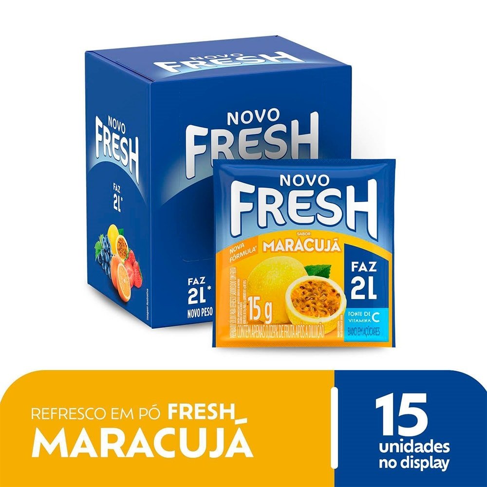 Refresco em Pó Fresh Maracujá 15g - Embalagem com 15 Unidades | eFácil