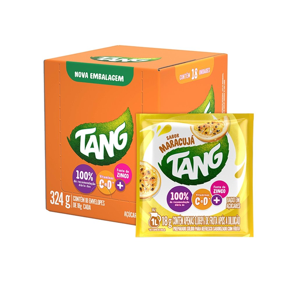 Refresco em Pó Tang Maracujá 18g Embalagem com 18 Unidades | eFácil