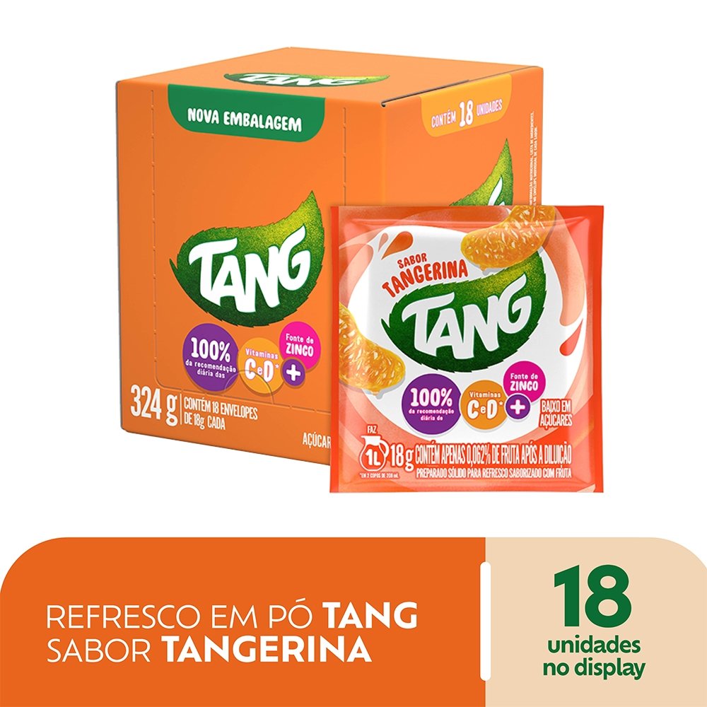 Refresco em Pó Tang Tangerina 18g - Embalagem com 18 Unidades | eFácil