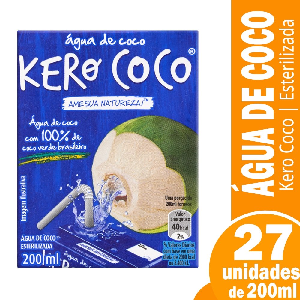 Água de Coco Kero Coco 200ml - 27 Unidades | eFácil