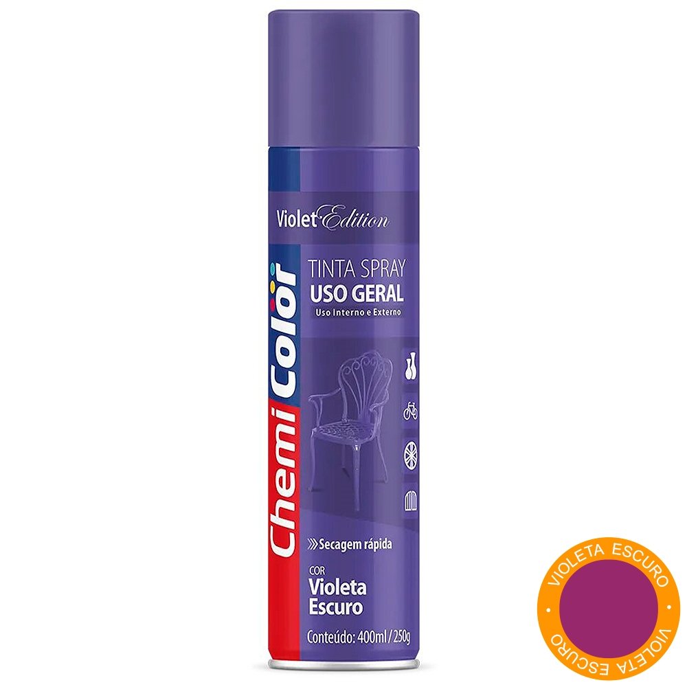 Tinta Spray Uso Geral Violeta Escuro/Roxo 400ml - Chemicolor | eFácil