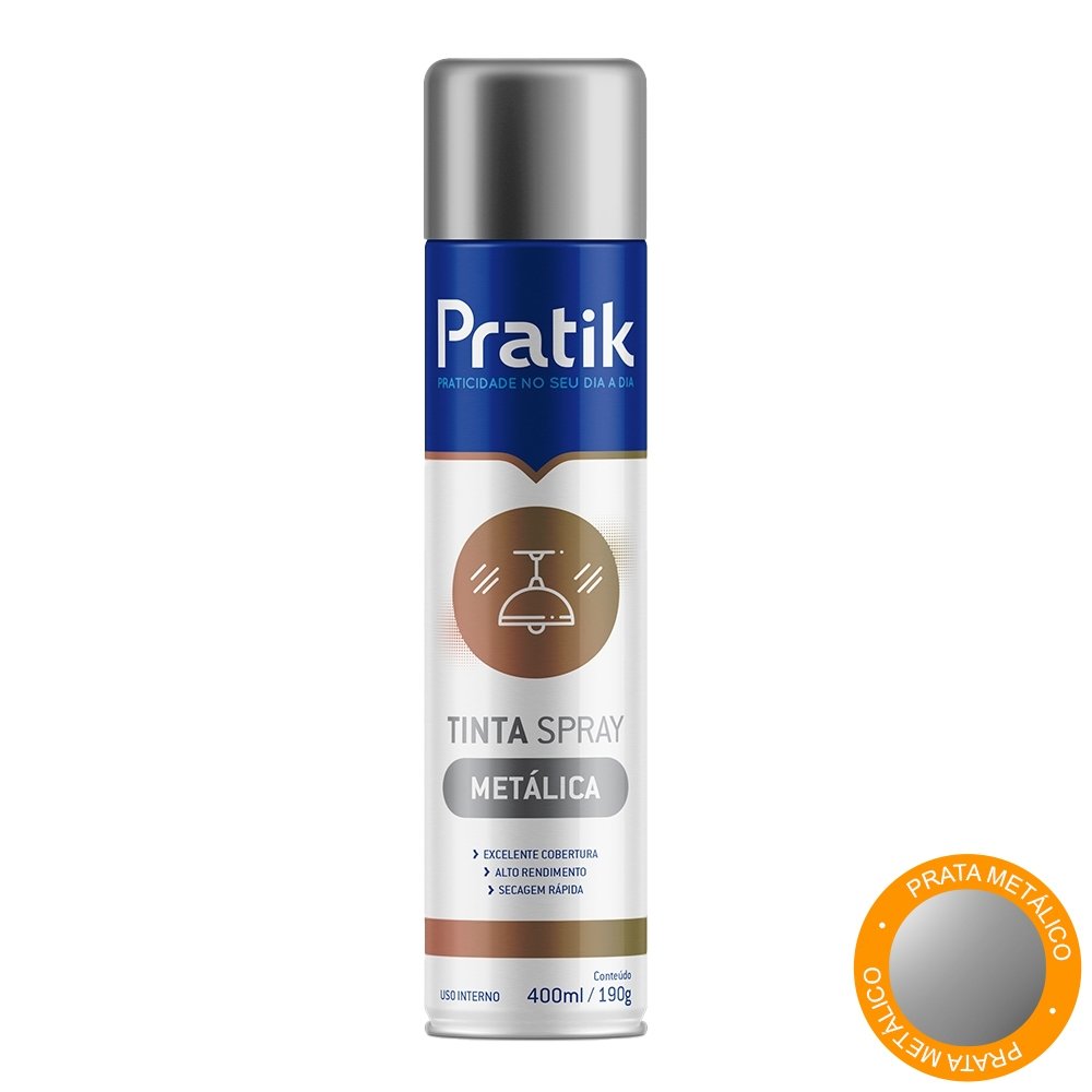 Tinta Spray Pratik Metálica Prata 400ml | eFácil