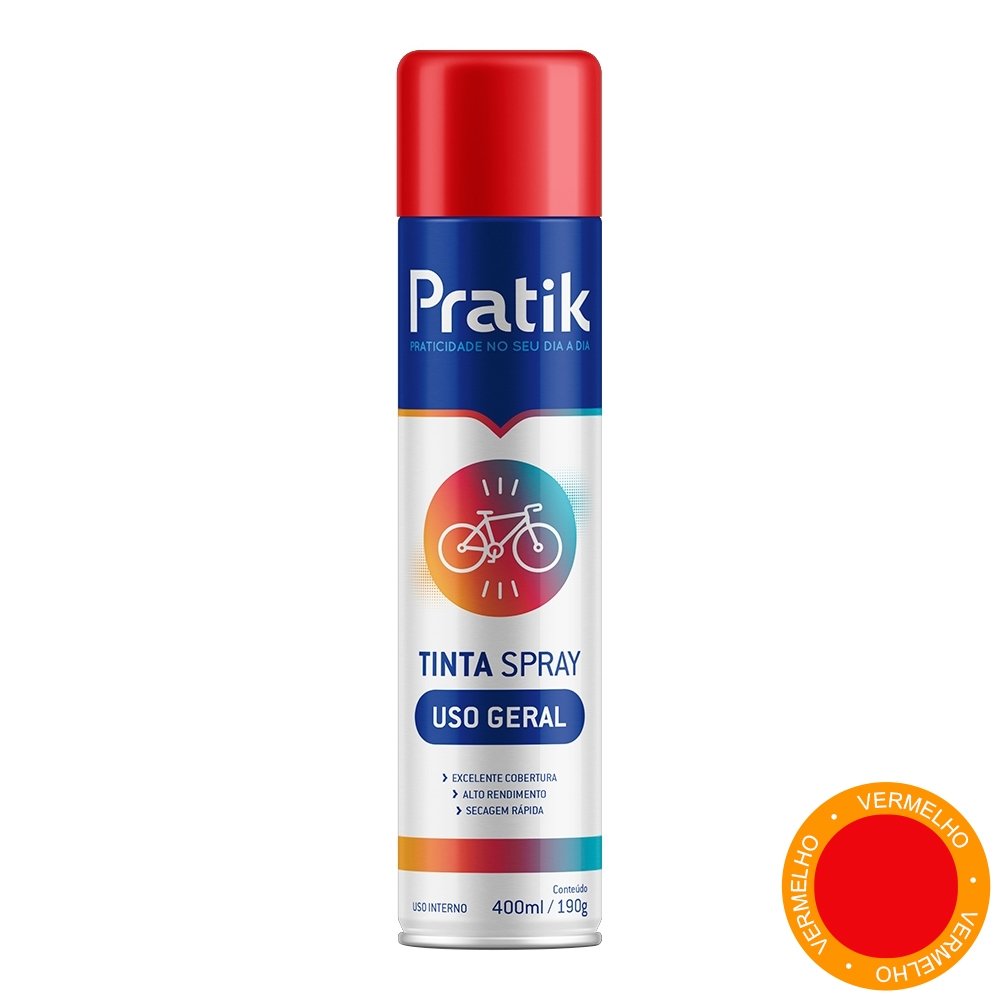 Tinta Spray Pratik Uso Geral Vermelho 400ml | eFácil
