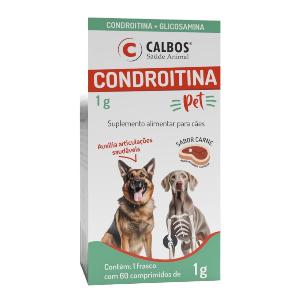 Condroitina Pet Calbos 1g - Embalagem com 60 Comprimidos | eFácil